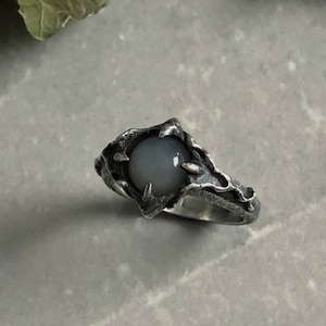 Gray Moonstone Nascent Ring | Archaia Collection | Witchy Jewelry, Sterling Silver, Medieval ...