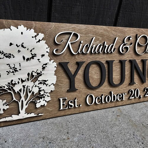 Last Name Sign EST Initial Sign Personalized Family Name - Etsy