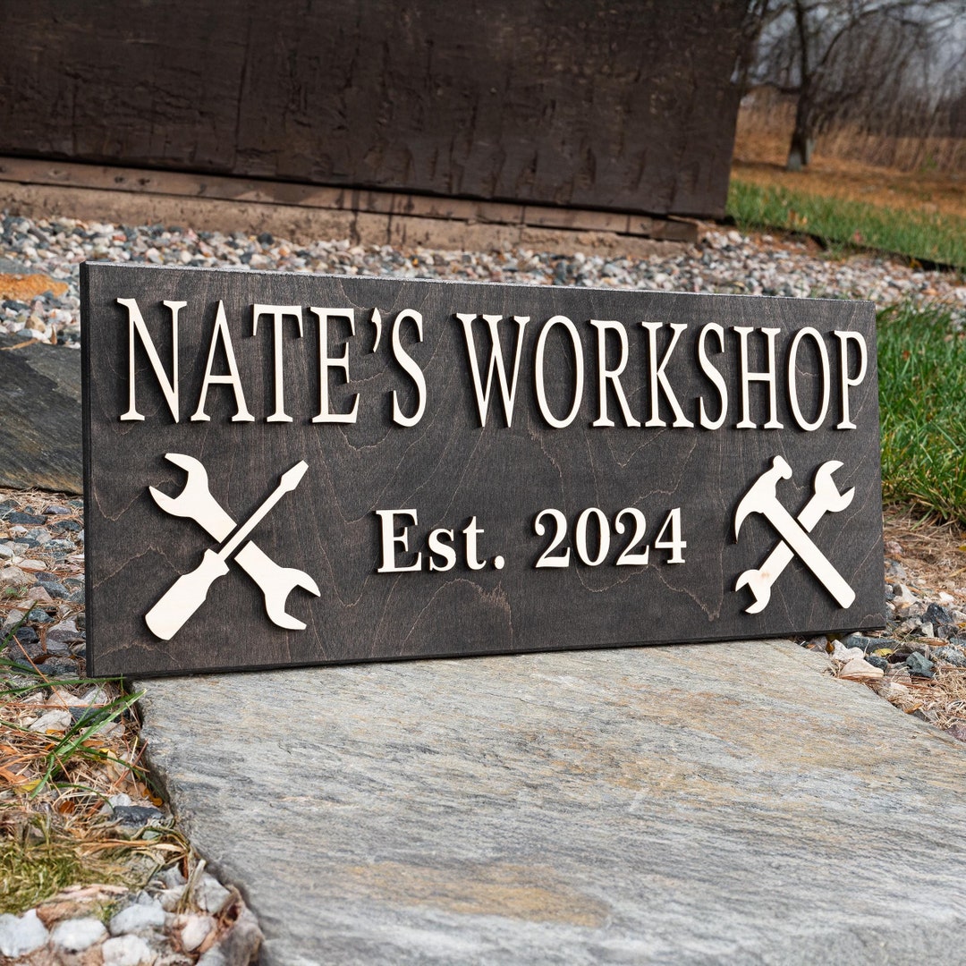 Custom Garage Sign Gifts for Men | Workshop Wood Sign Fathers Day Gift ...