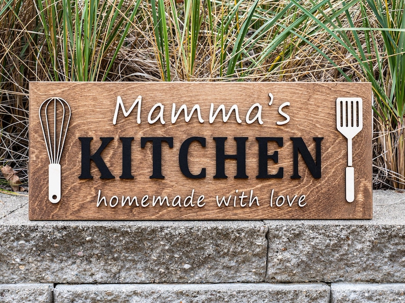 Wood Kitchen Wall Decor Custom Kitchen Name Sign | Personalized Mothers ...