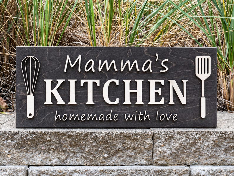 Wood Kitchen Wall Decor Custom Kitchen Name Sign | Personalized Mothers ...