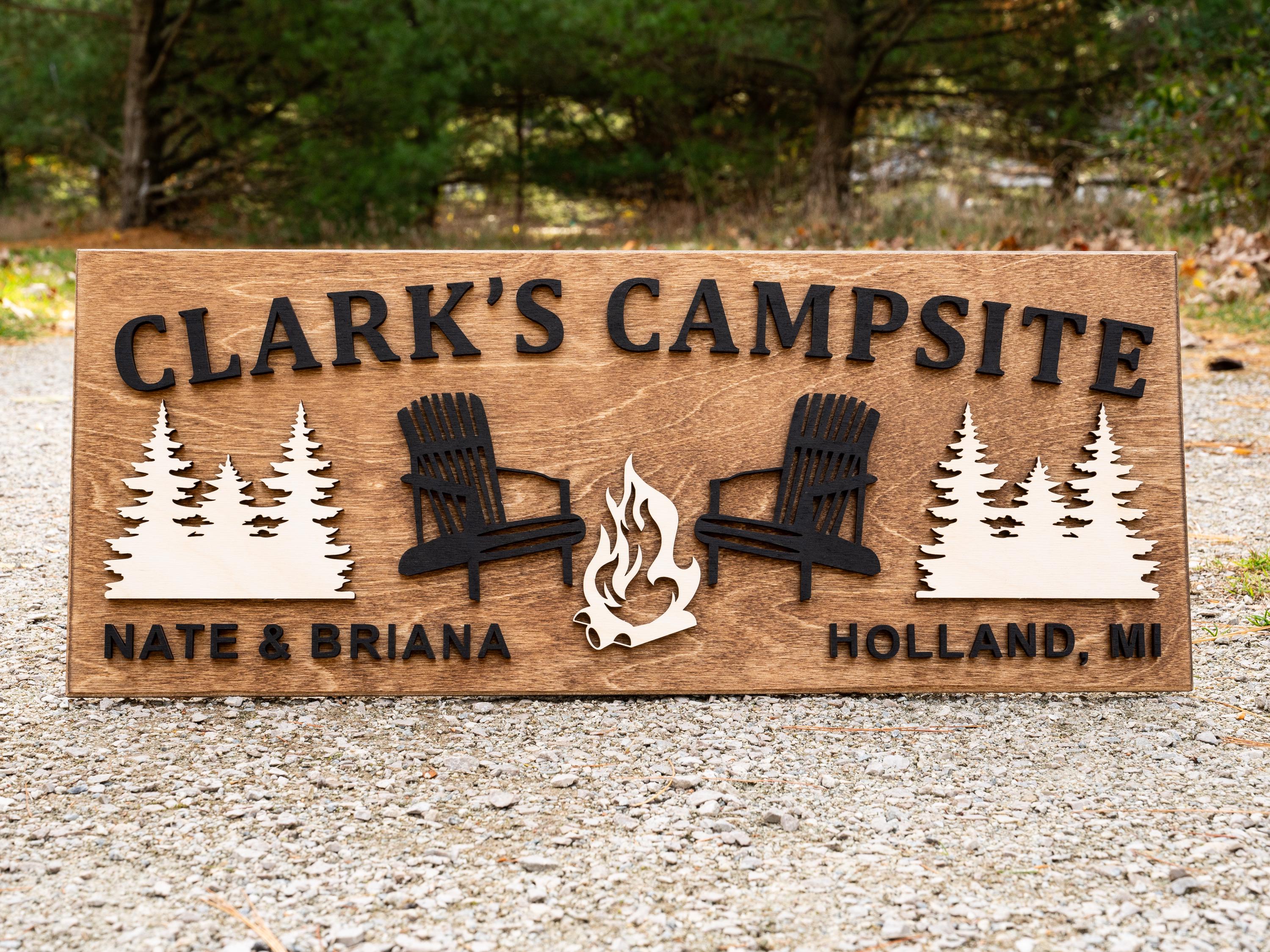 Family Name Campsite Sign | Last Name Sign | Custom Wood Campfire Sign ...
