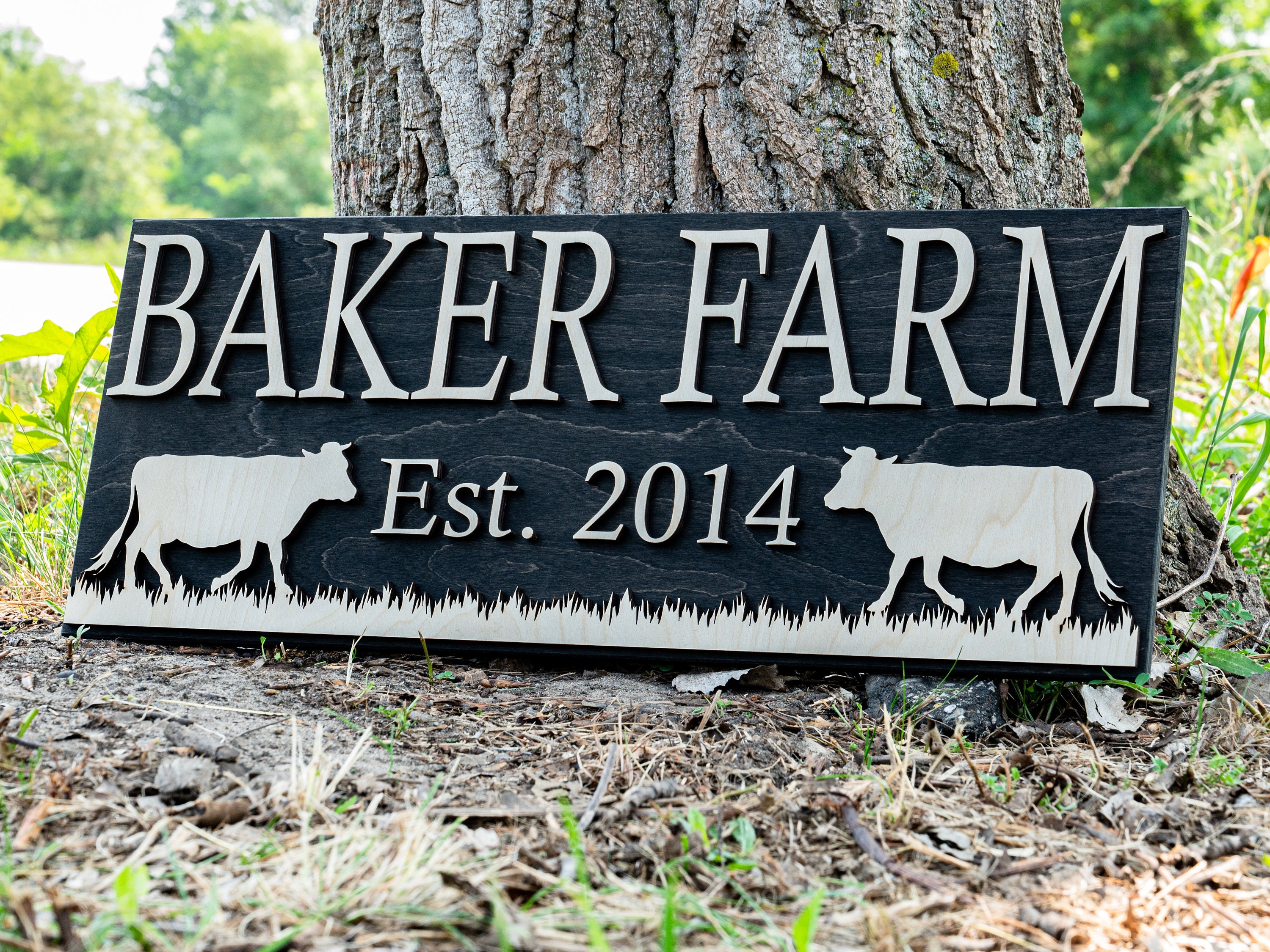 Personalized Farm Sign | Farmhouse Wall Decor | Wooden Cow Sign ...