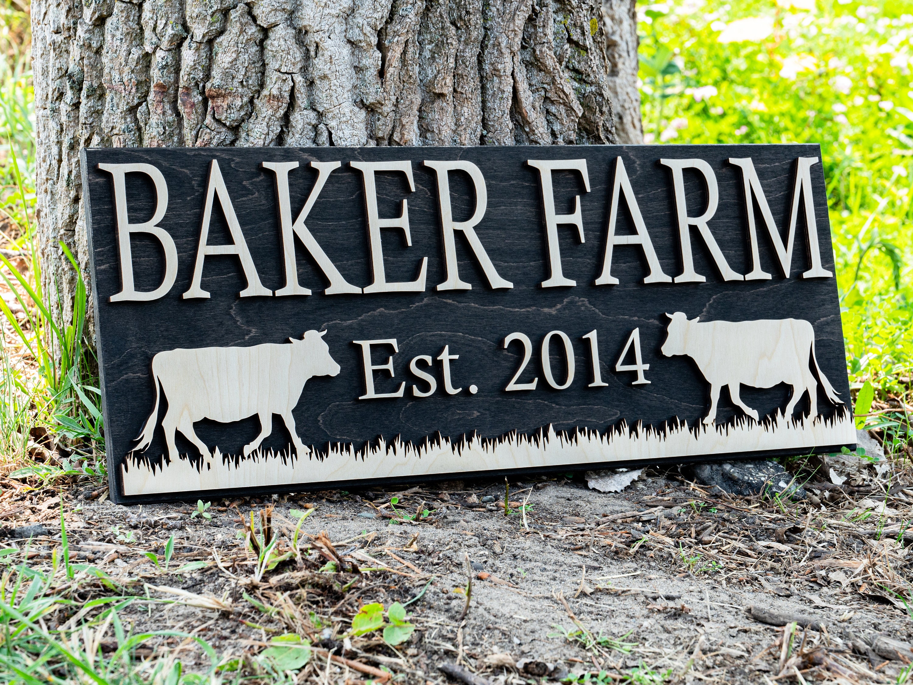 Personalized Farm Sign | Farmhouse Wall Decor | Wooden Cow Sign ...