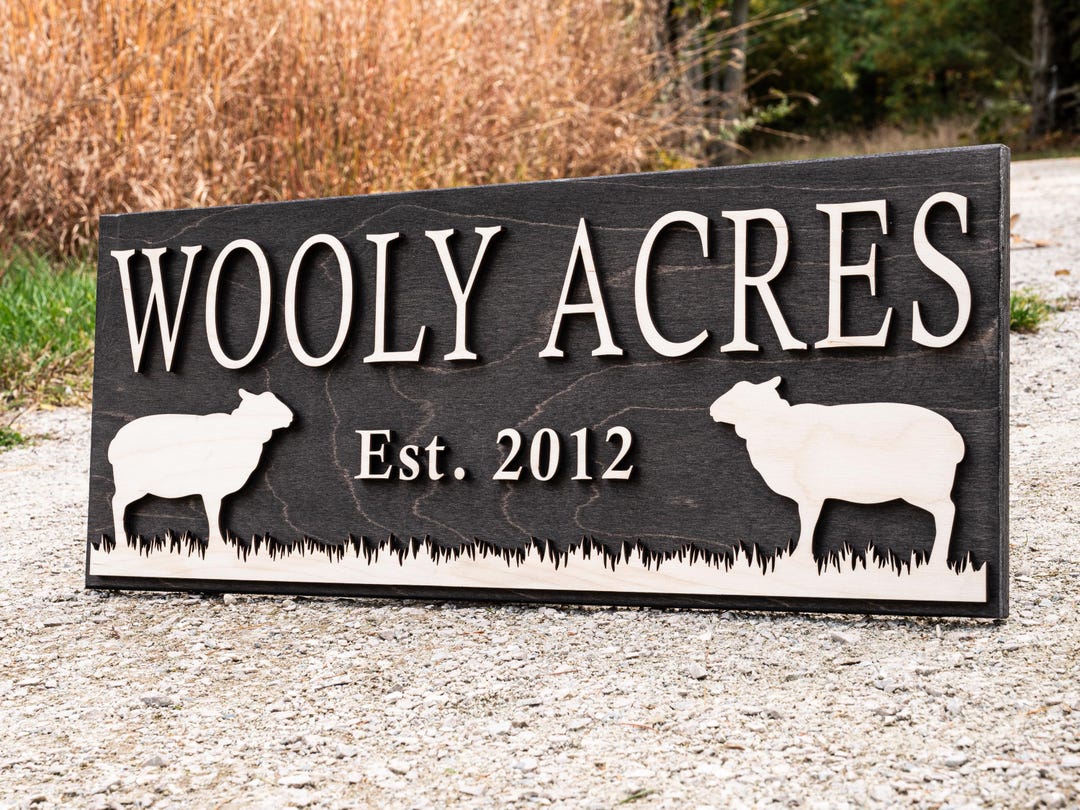 Personalized Wooden Sheep Farm Name Sign | Farmhouse Wall Decor ...