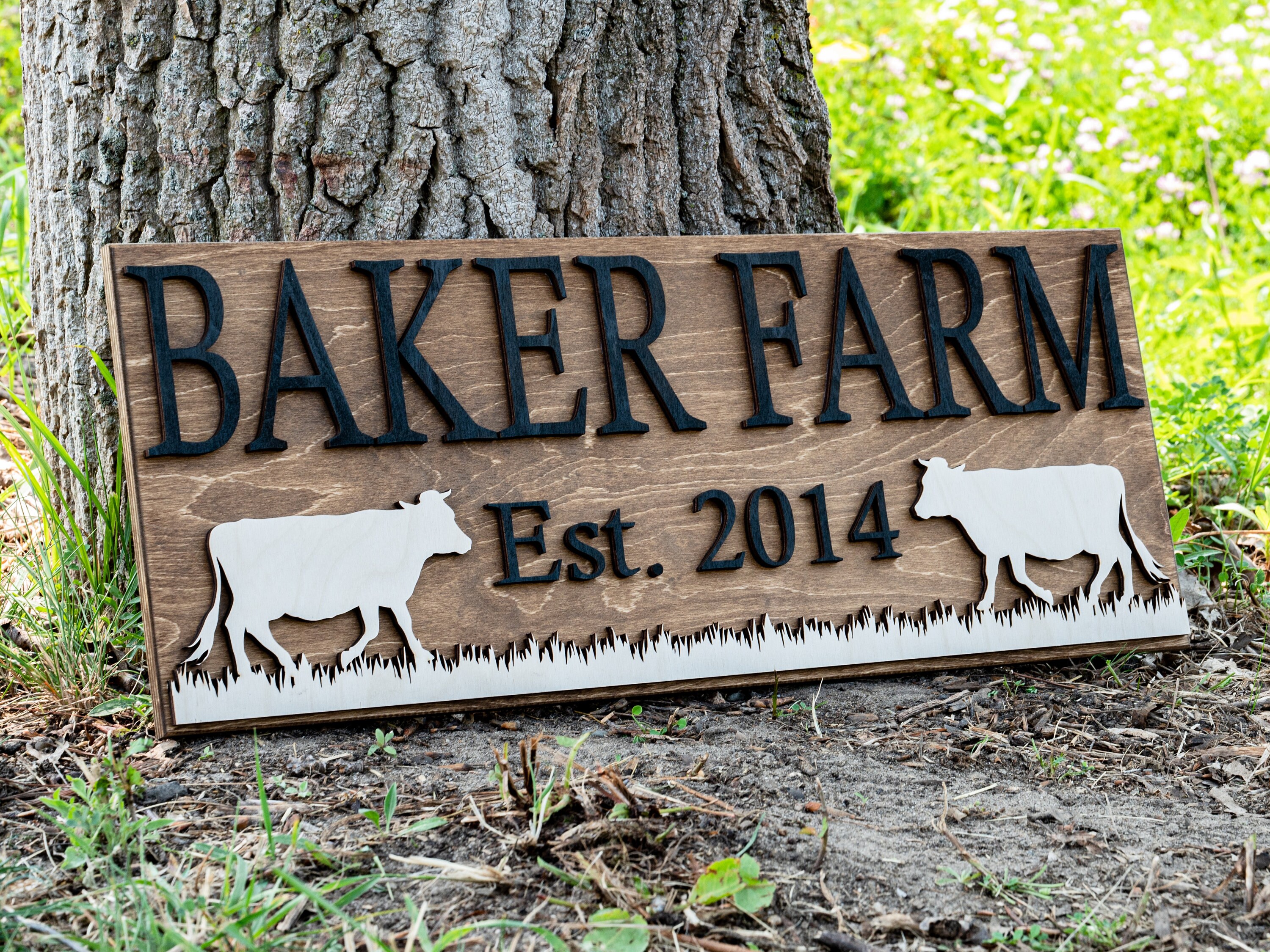 Personalized Farm Sign | Farmhouse Wall Decor | Wooden Cow Sign ...