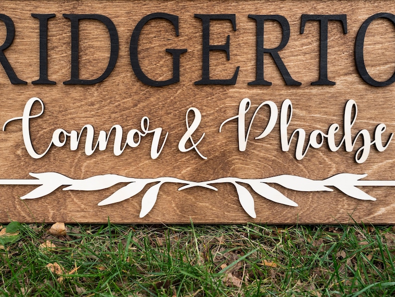 Floral Last Name Sign | Custom Wood Established Sign | Personalized ...