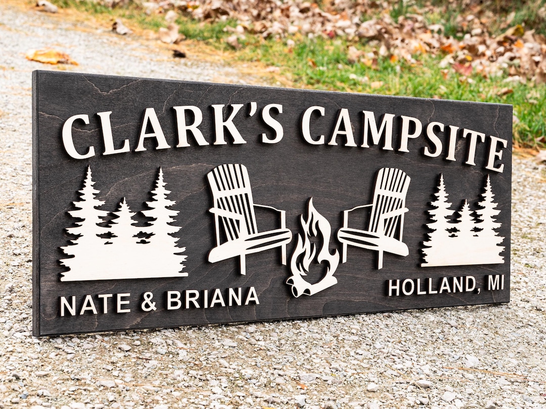 Personalized Wood Campfire Sign | Custom Camping Gifts | Cabin Decor ...