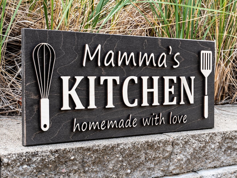 Wood Kitchen Wall Decor Custom Kitchen Name Sign | Personalized Mothers ...