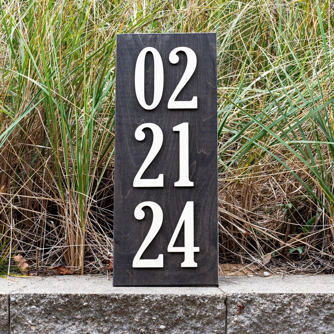 Vertical Personalized Established Date Wood Sign Newlywed Wedding Date ...