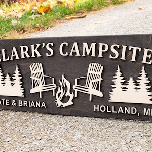 Personalized Wood Campfire Sign | Custom Camping Gifts | Cabin Decor ...