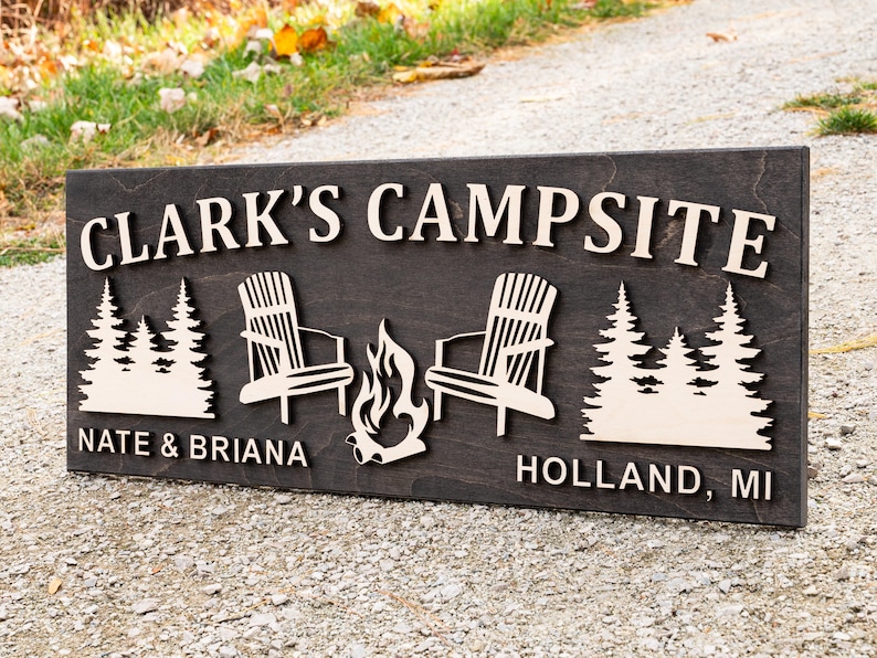Family Name Campsite Sign | Last Name Sign | Custom Wood Campfire Sign ...