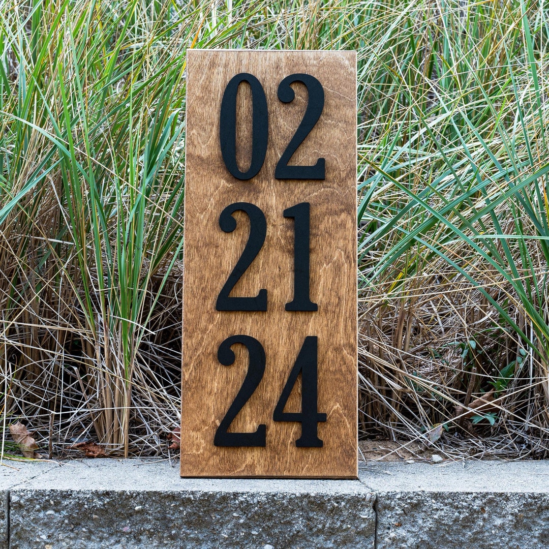 Vertical Custom Wood Established Date Sign Personalized Wedding Gift ...