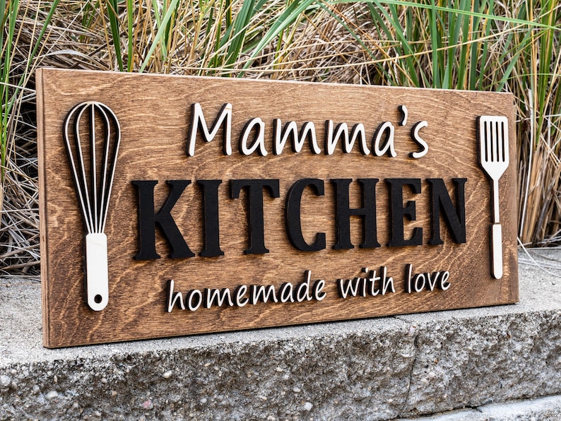 Wood Kitchen Wall Decor Custom Kitchen Name Sign | Personalized Mothers ...