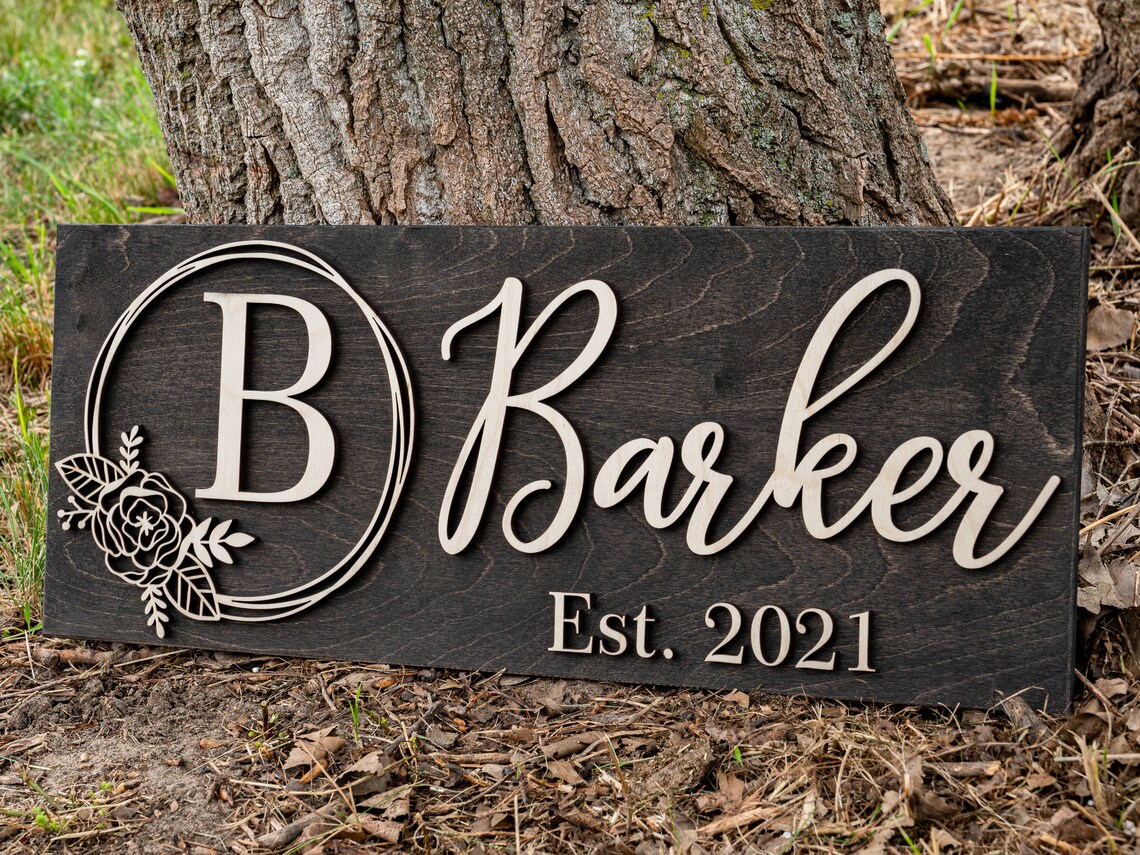 Personalized Wedding Gift Last Name Established Sign Family | Etsy