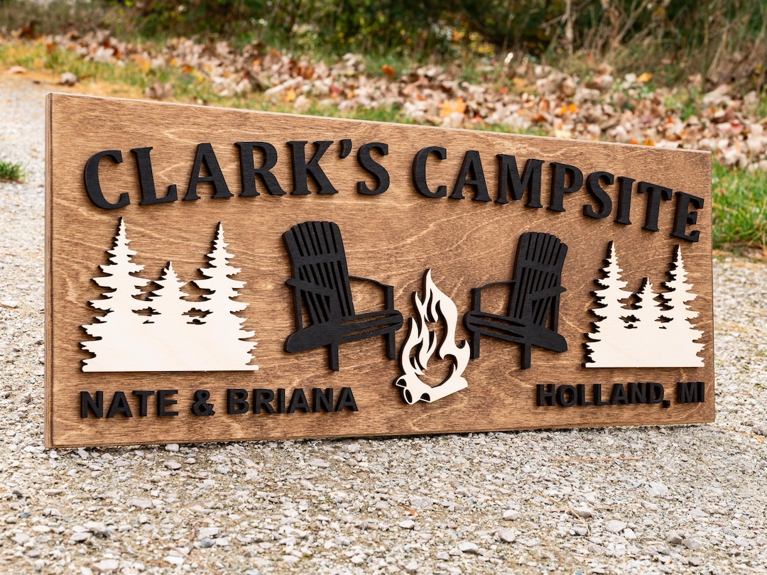 Family Name Campsite Sign | Last Name Sign | Custom Wood Campfire Sign ...