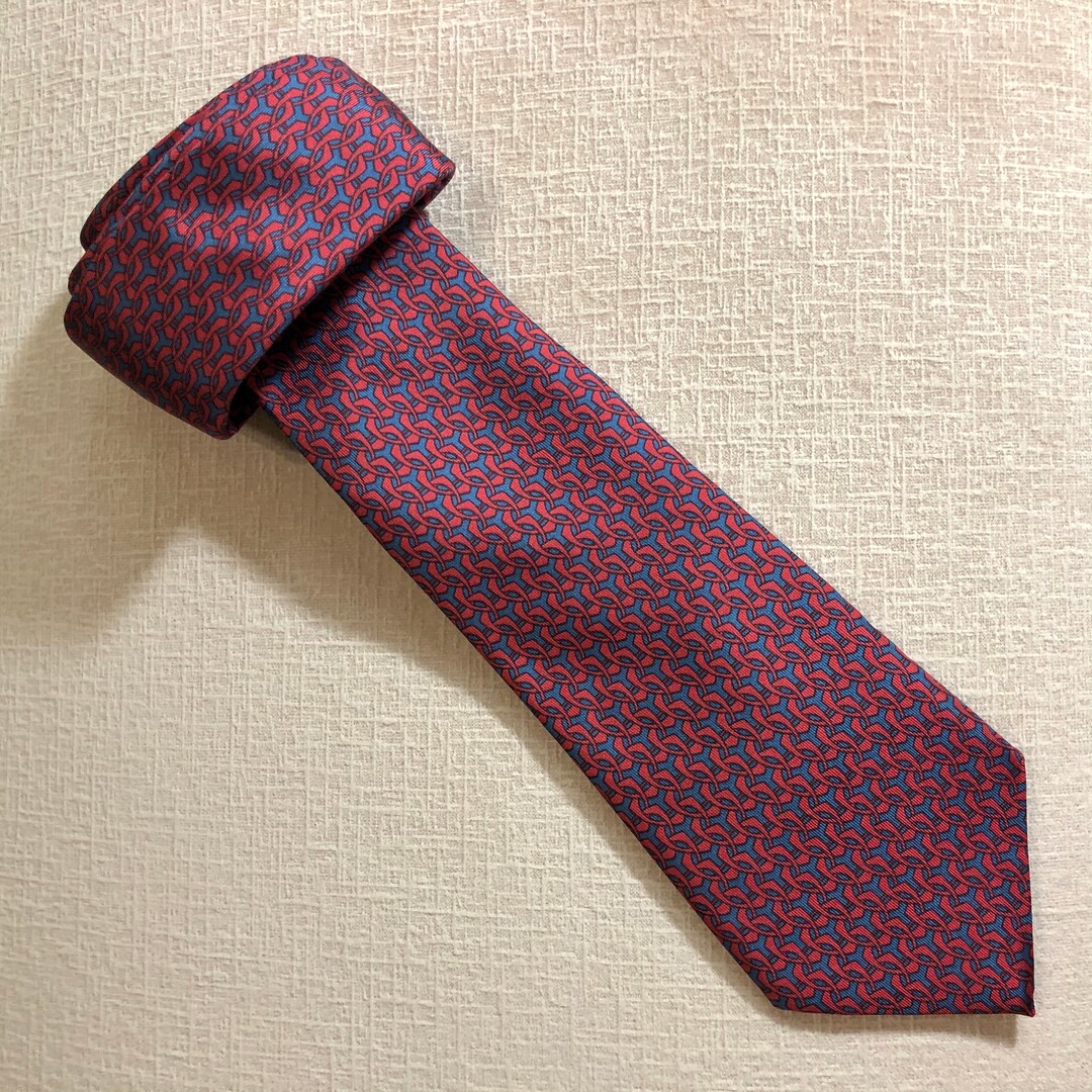 Vintage Abstract Chain Pattern Silk "fina" Branded Tie - Made in France ...