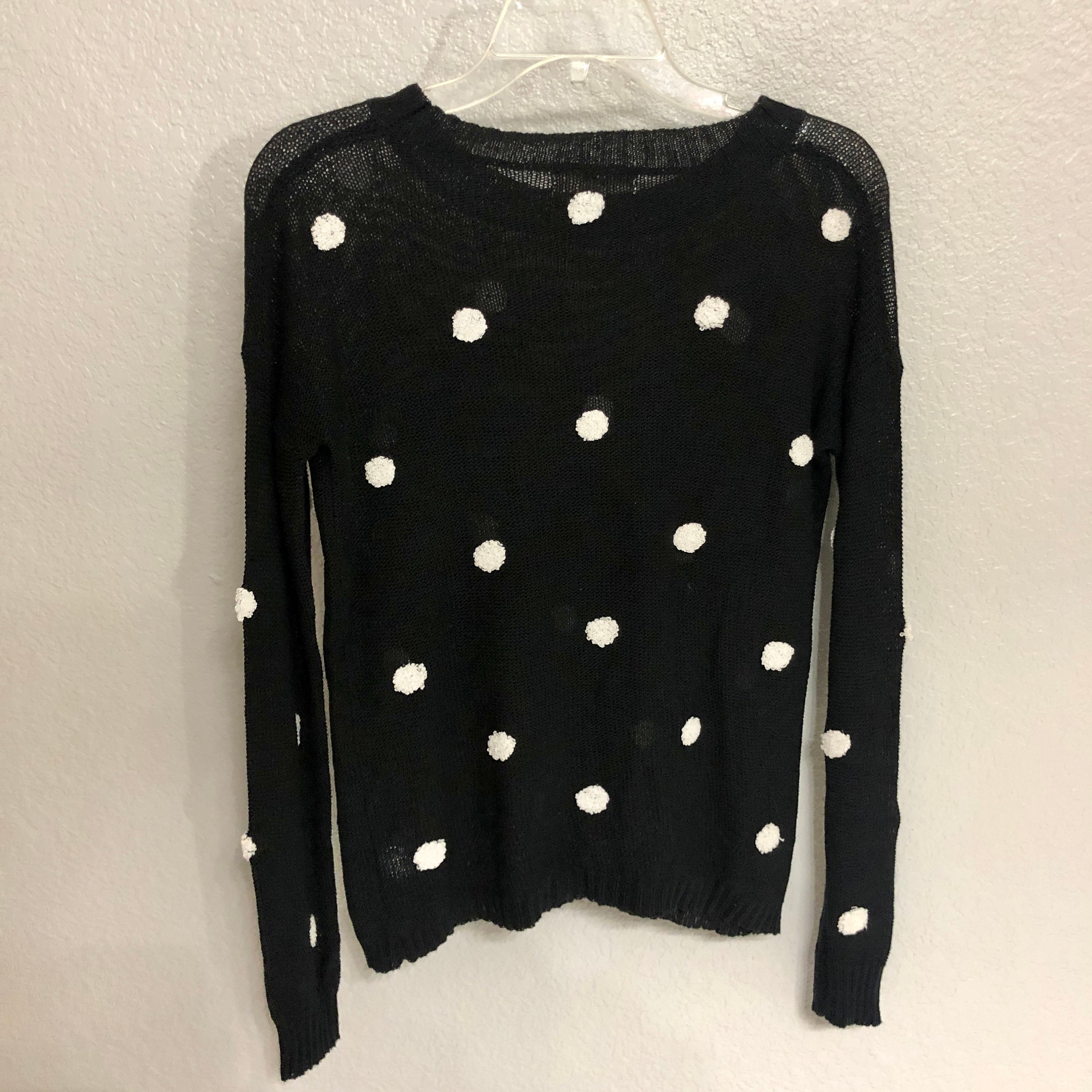 Super Cute Y2k (early 2000s) Thin Black Sweater With White Polka Pot ...