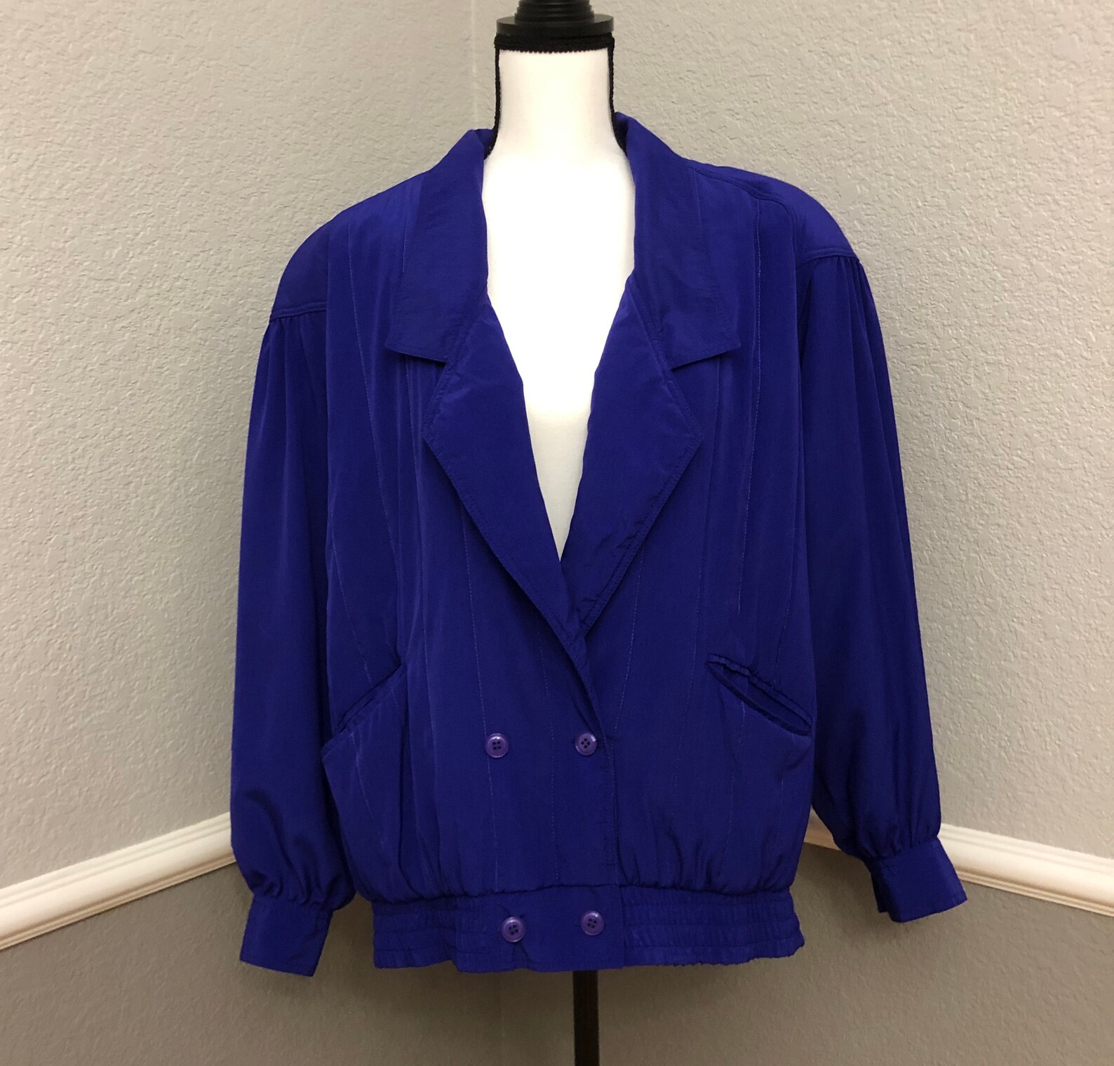 SUPER 80s Big Shoulder Pad Vintage Royal Purple Jacket - Made in USA ...