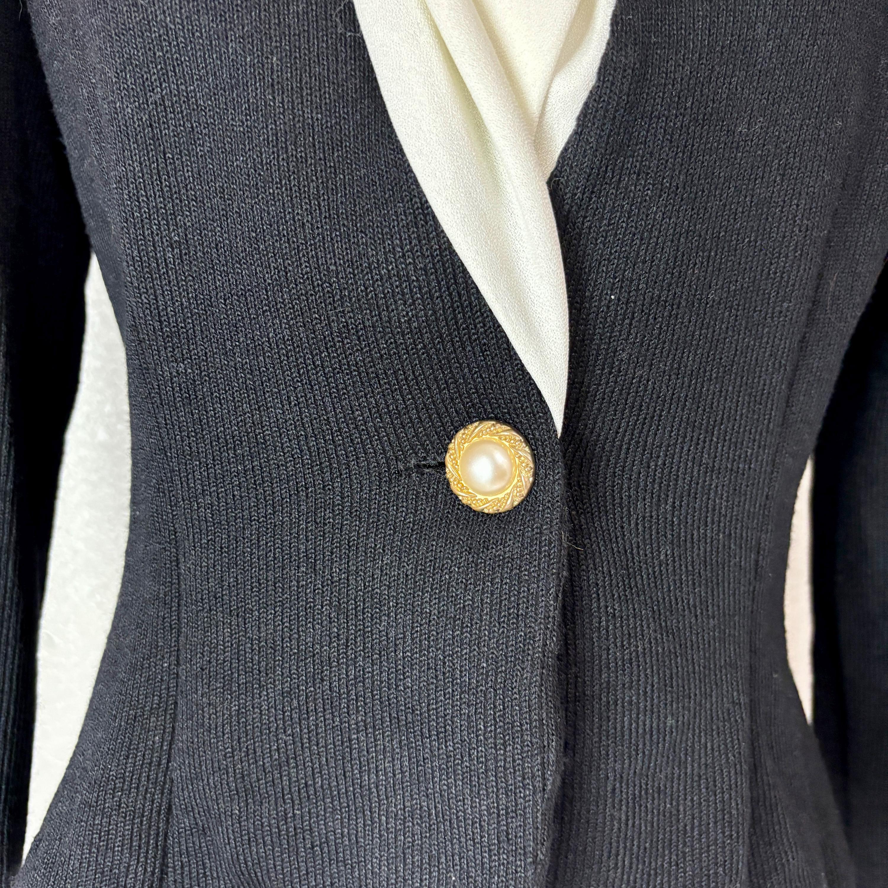 Power Suit Jacket Blouse 80s Vintage Black and White Fancy Looking Top ...