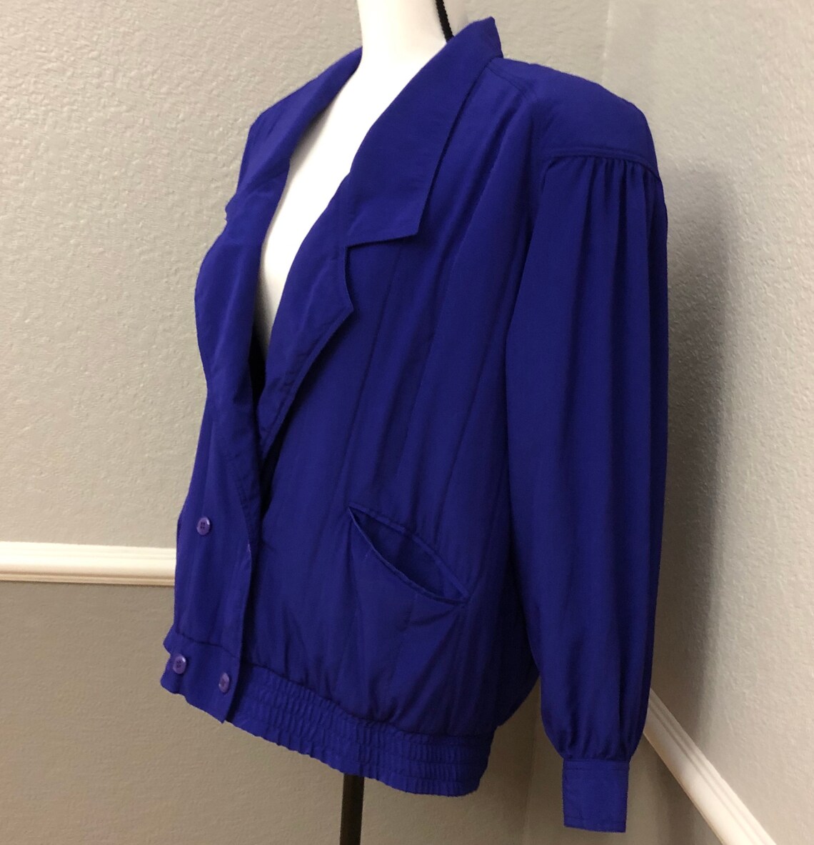 SUPER 80s Big Shoulder Pad Vintage Royal Purple Jacket Made in USA ...