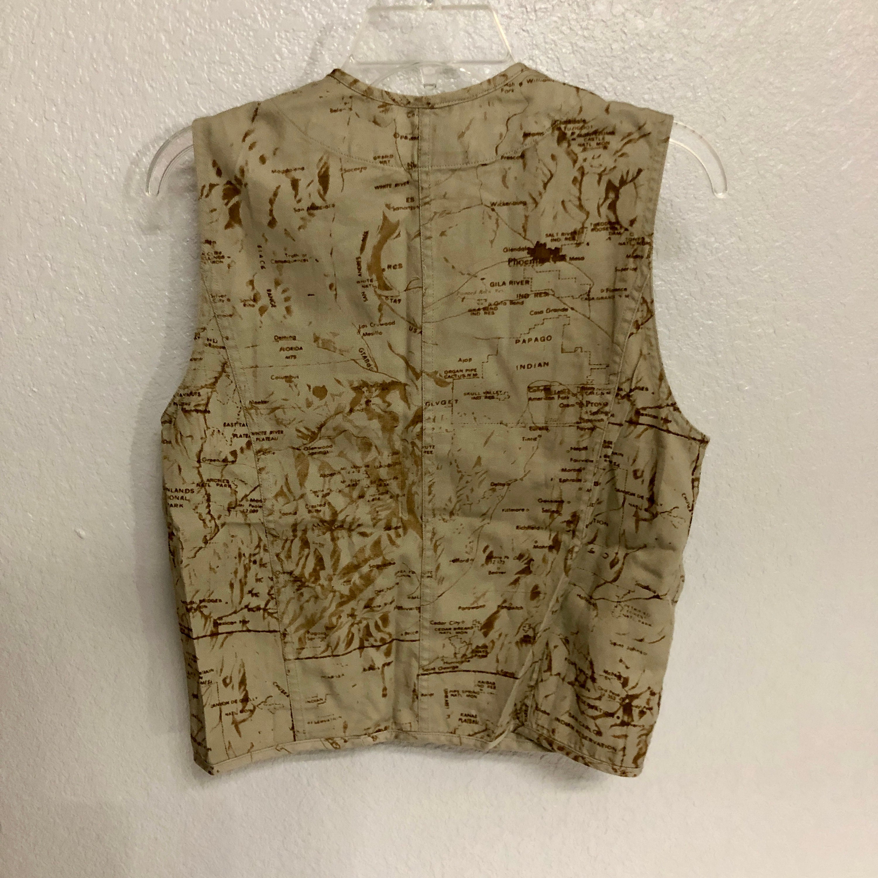 Cute 90s Wile E Coyote and Roadrunner Vintage Khaki Map Vest - Warner ...