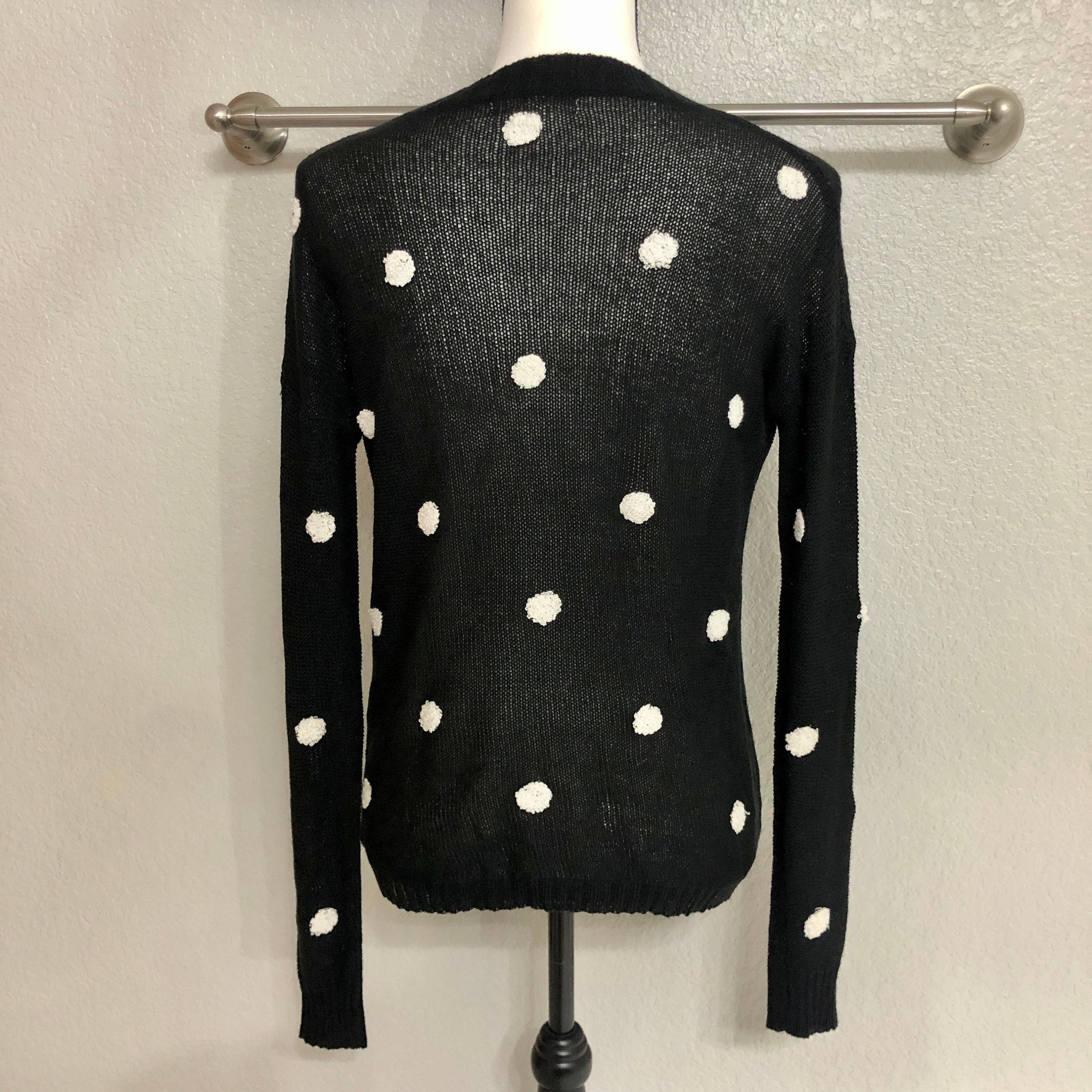 Super Cute Y2k (early 2000s) Thin Black Sweater With White Polka Pot ...