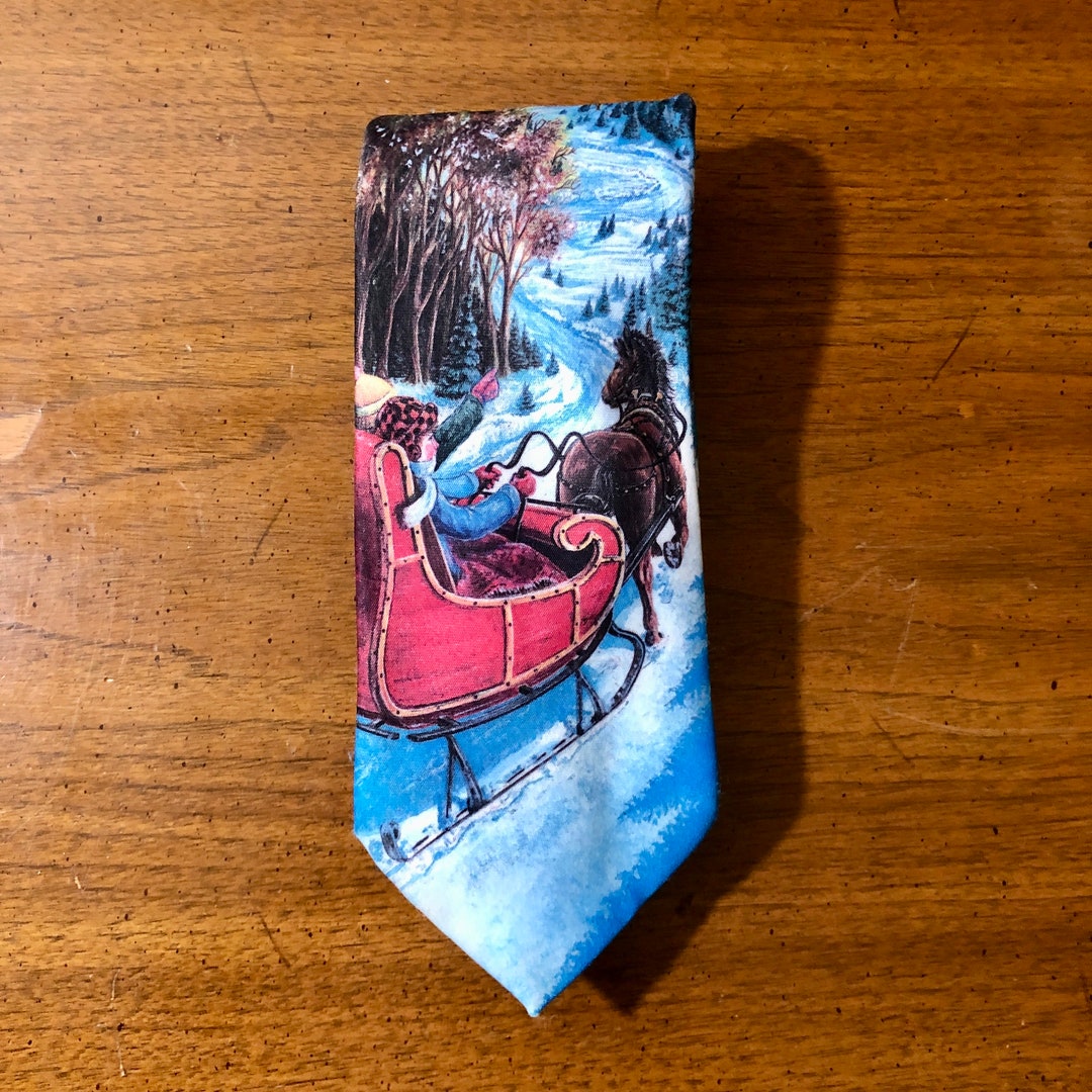 Perfect Winter Holiday Necktie Scenic Alpine Sleigh Ride Scene - Etsy UK