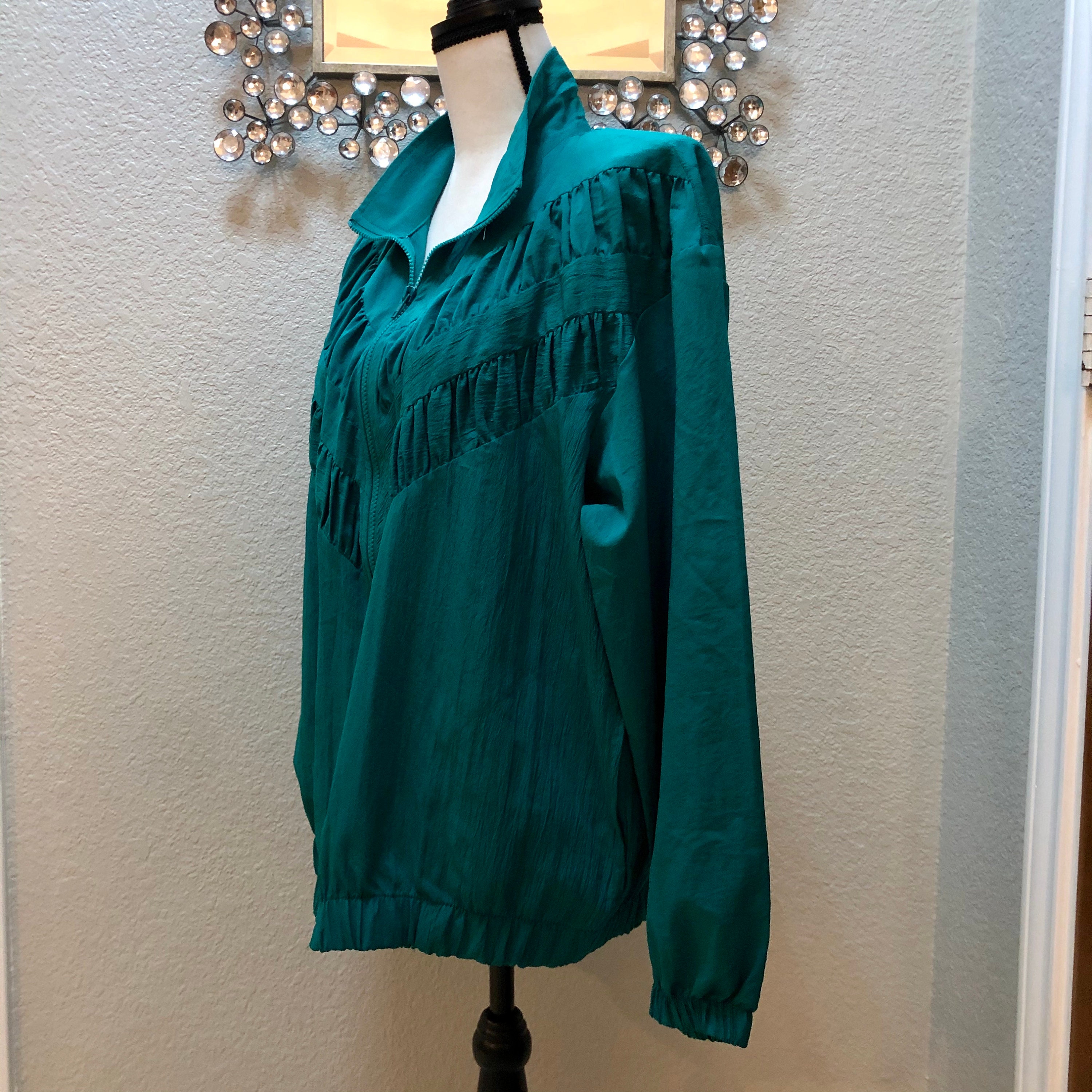 Super Fun 80s Vintage Teal/kelly Green Windbreaker/jogging Jacket Size ...