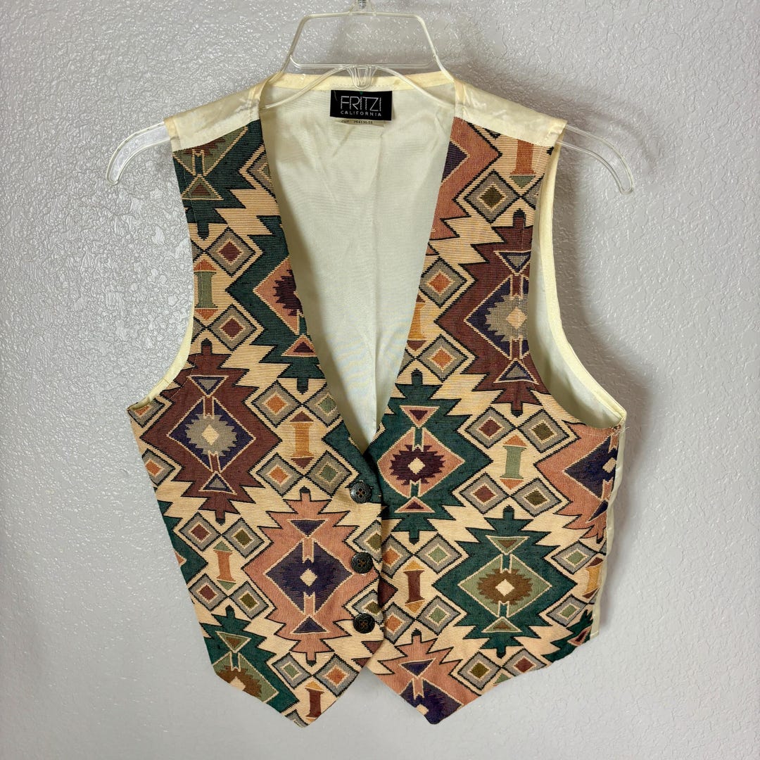 Muted Southwestern Pattern 80s Vest - Fritzi - Size Women's Medium M ...