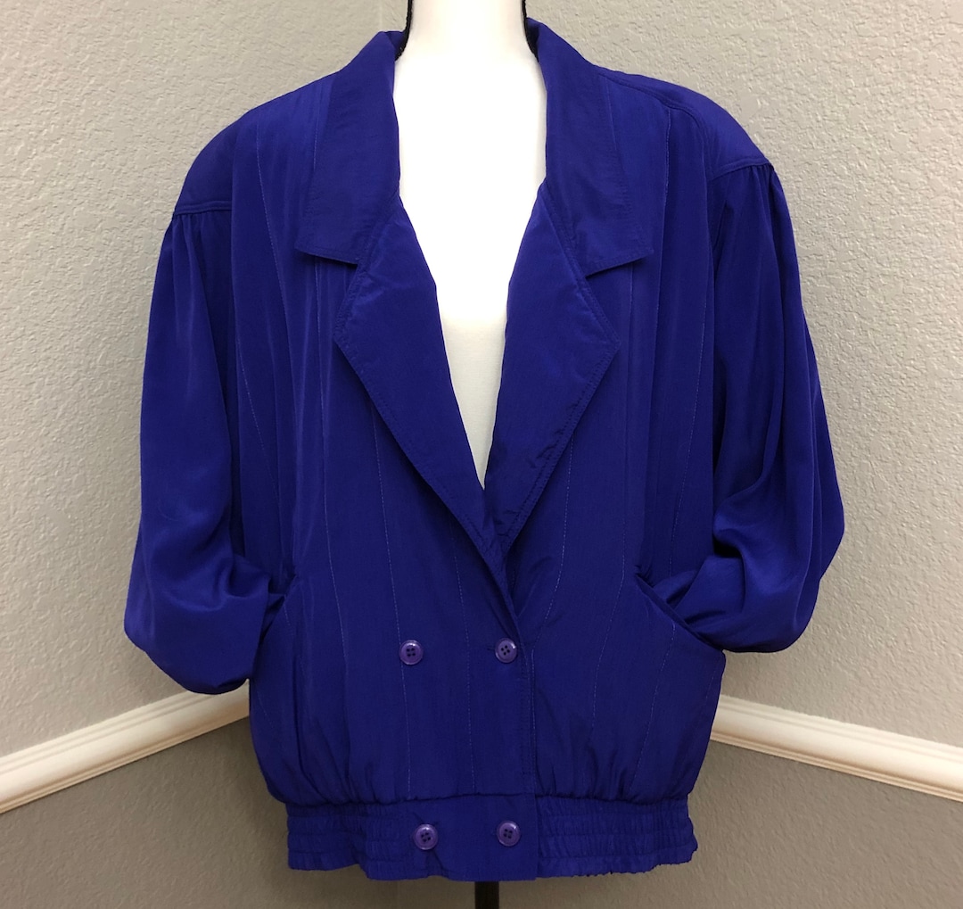 SUPER 80s Big Shoulder Pad Vintage Royal Purple Jacket - Made in USA ...