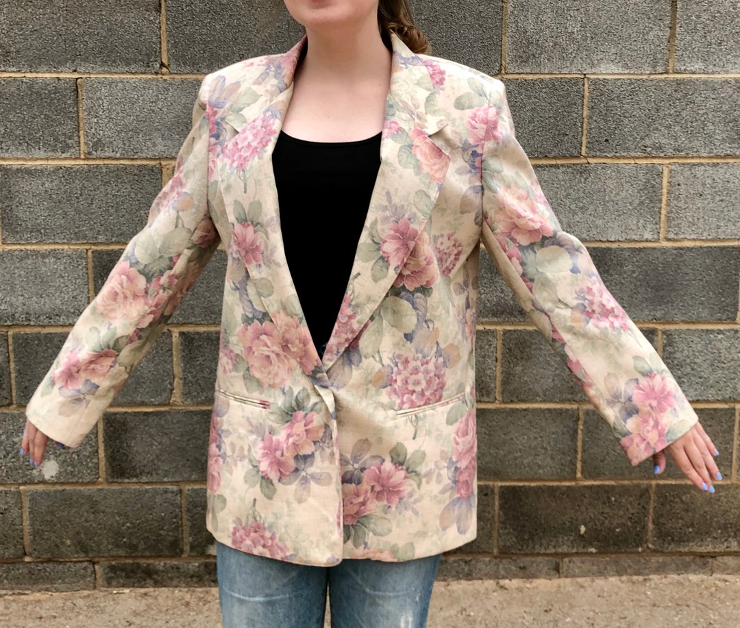 Fun 80s Vintage Faded Floral Print Blazer Sport Coat - Alfred Dunner ...