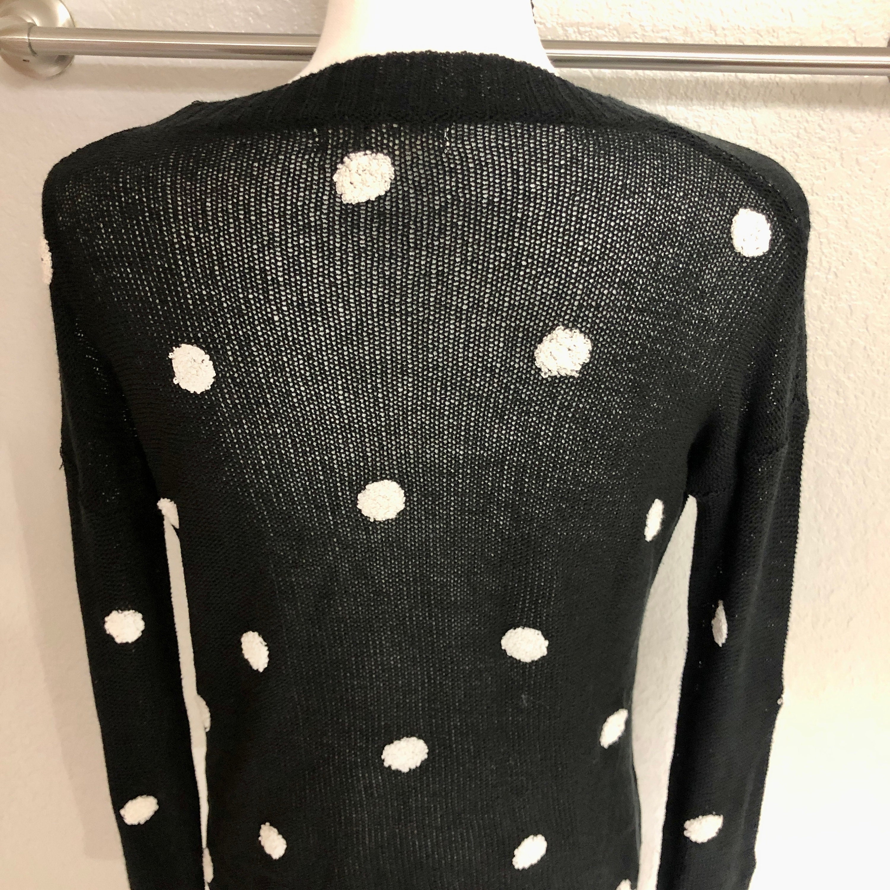 Super Cute Y2k (early 2000s) Thin Black Sweater With White Polka Pot ...