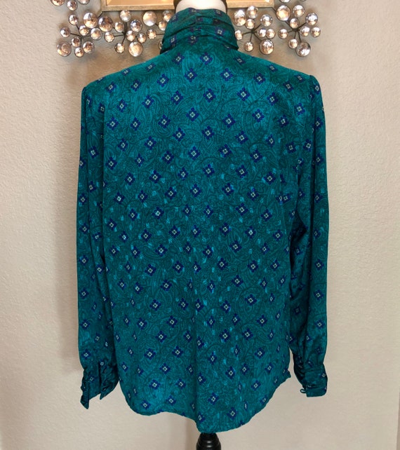 Victorian Style 80s Paisley Pattern Vintage Teal Blou… - Gem