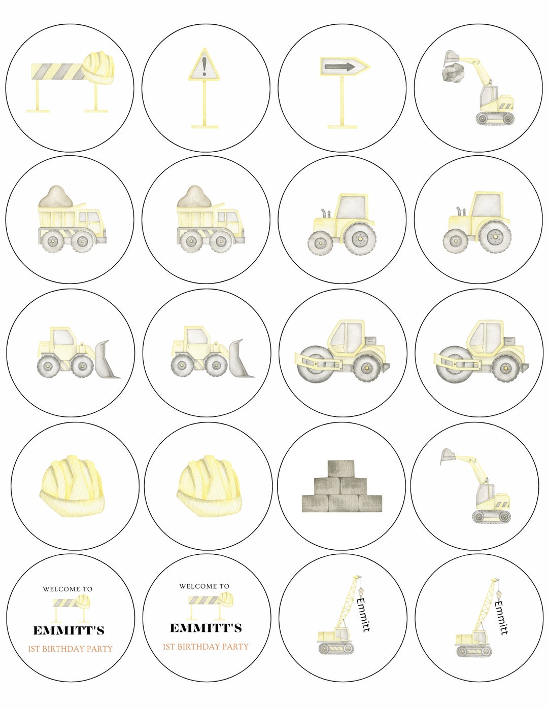 Construction Themed Cupcake Toppers - Etsy