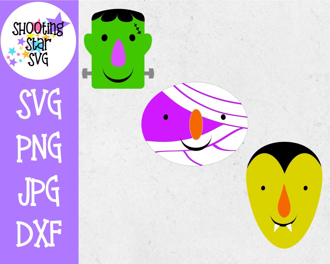 Monster Faces SVG - Vampire, Mummy, Frank - Halloween SVG - Etsy