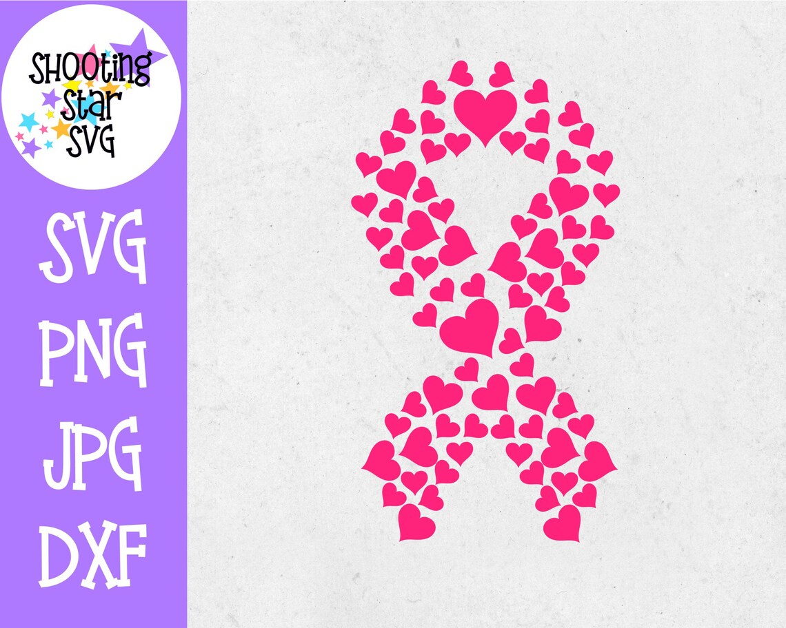Hearts Breast Cancer Awareness Ribbon - Breast Cancer Awareness SVG - Etsy