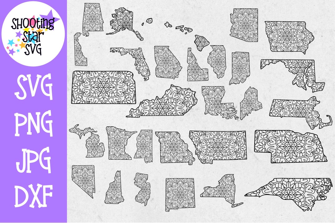 Us States Mandala With Home SVG Bundle - State Svg - United States ...