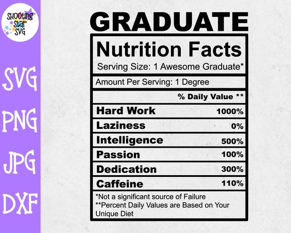 Graduate Nutrition Facts SVG Graduate SVG - Etsy India