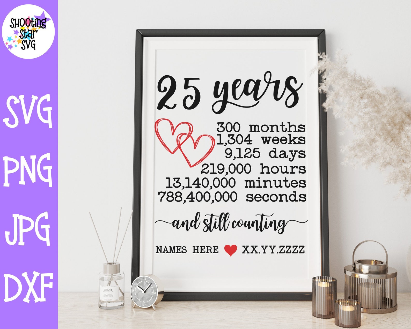 25th Wedding Anniversary SVG Anniversary Milestone SVG - Etsy