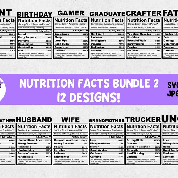 Nutrition Facts Svg - Etsy