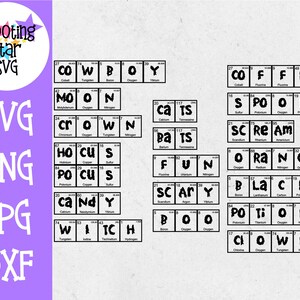 Periodic Table Halloween Words SVG - Spooky SVG - Halloween SVG - Etsy