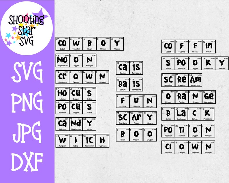 Periodic Table Halloween Words SVG - Spooky SVG - Halloween SVG - Etsy