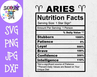 Aries Nutrition Facts SVG Cut File Commercial Use Printable Vector Clip ...
