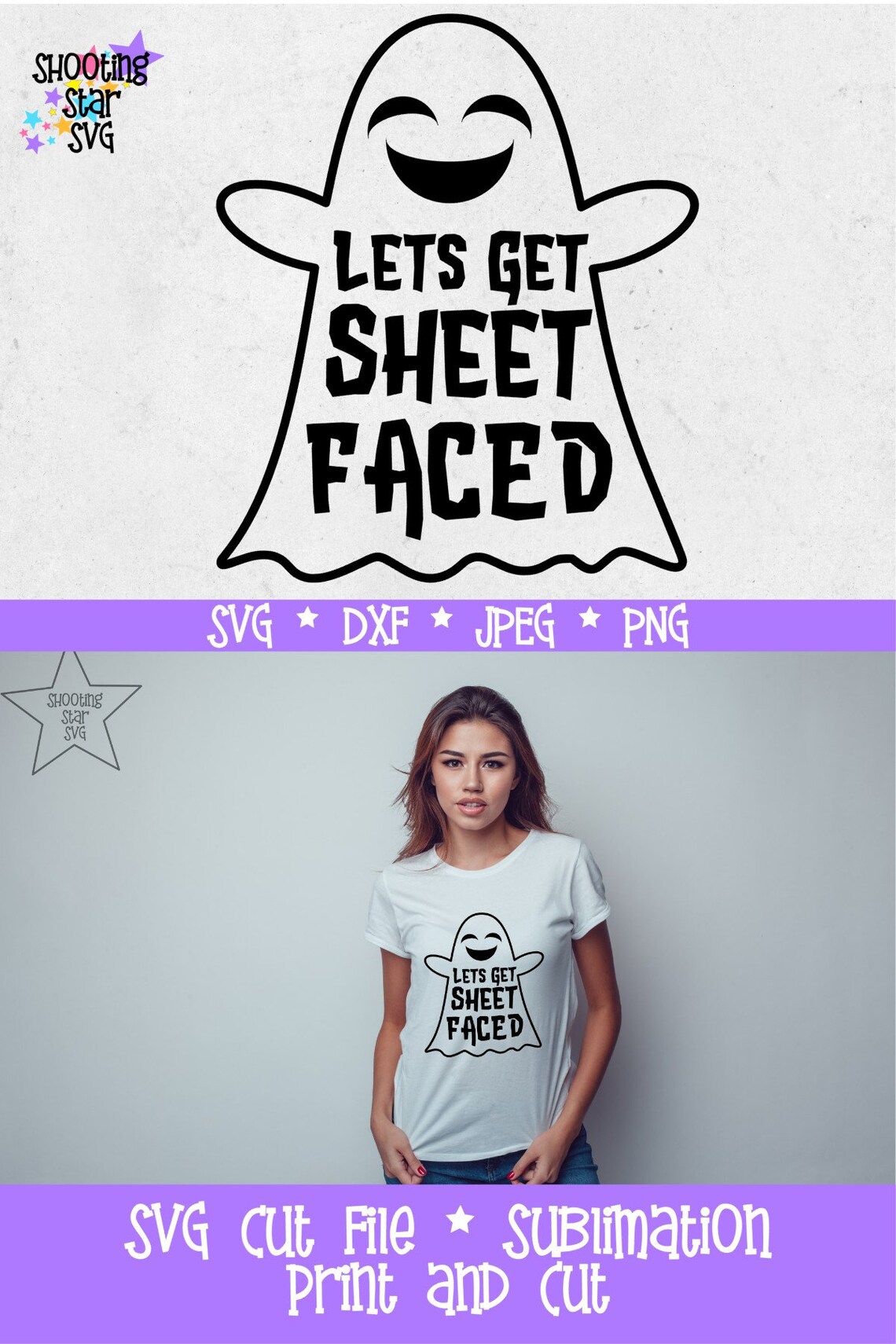 Let's Get Sheet Faced Ghost SVG Halloween SVG | Etsy