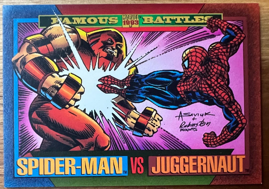 Spider-man Vs Juggernaut Recycled Trading Card Fridge Magnet - Etsy