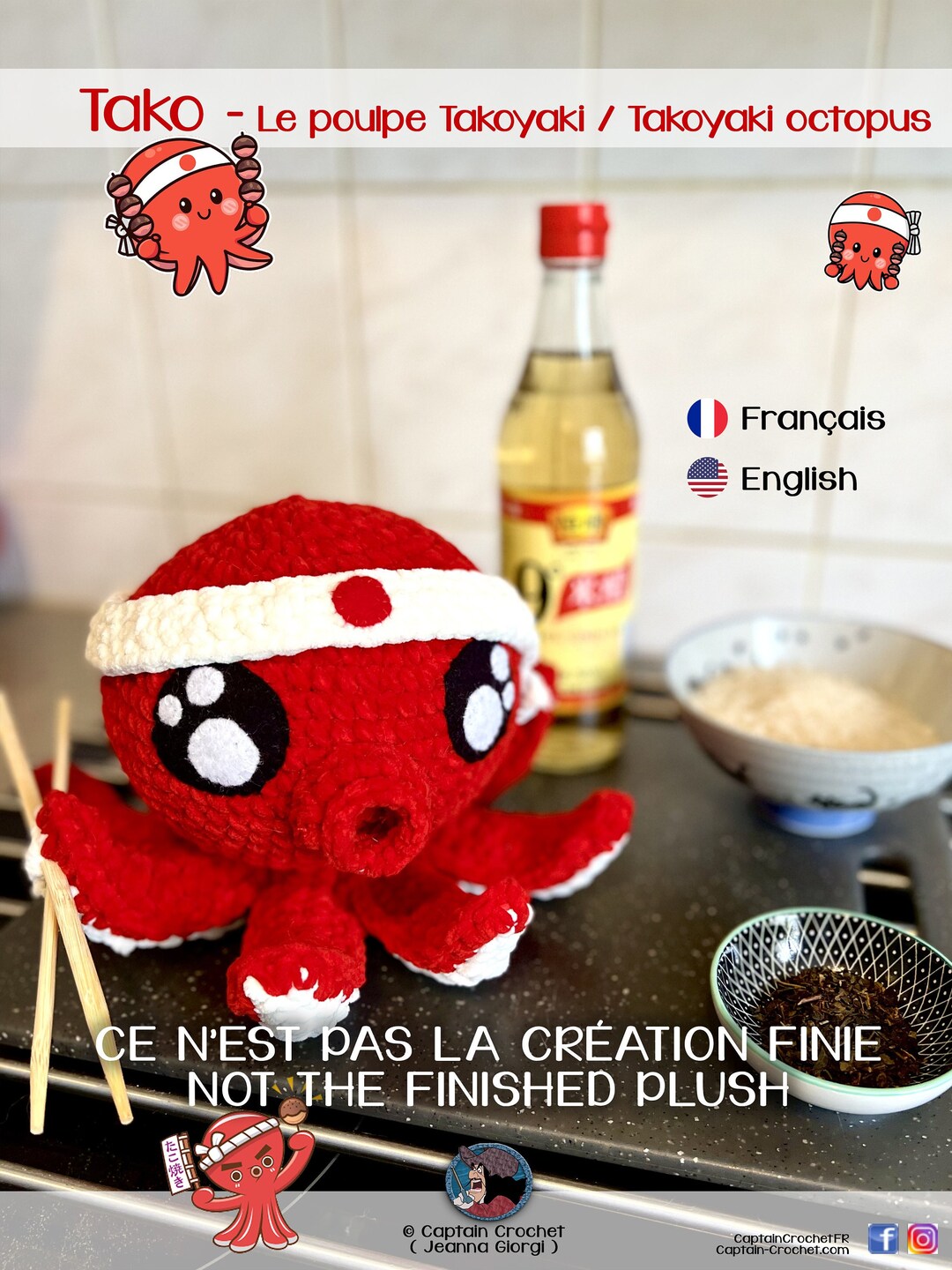 Crochet Pattern FR-US - Amigurumi Tako Takoyaki Octopus - Etsy
