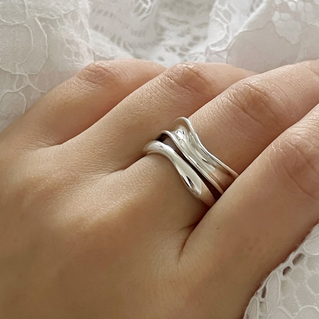 Ocean Waves Inspired Adjustable Silver Ring Birthday Gift - Etsy