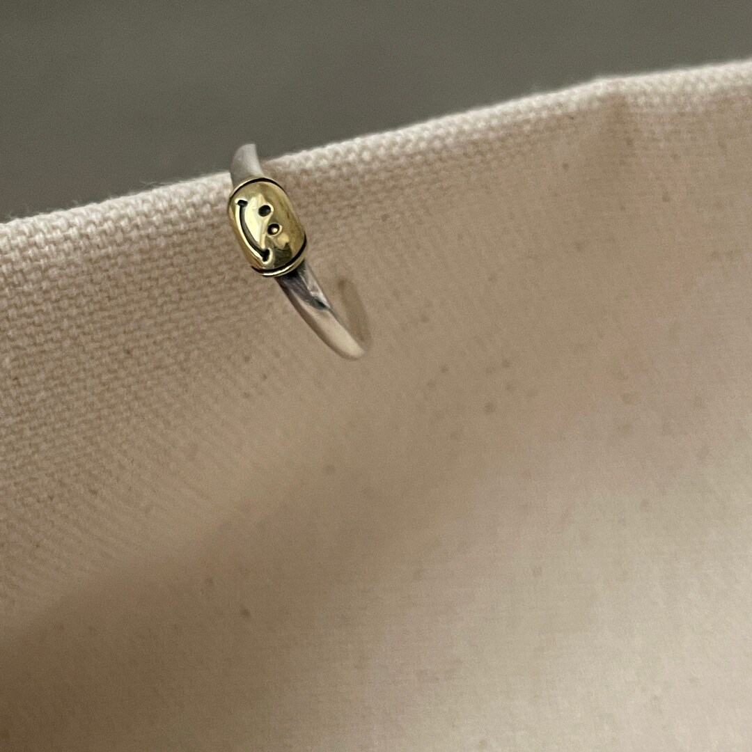 Two Tone Smiley Ring Gold Smiley Face Ring Smiley Sticker Ring Daughter ...