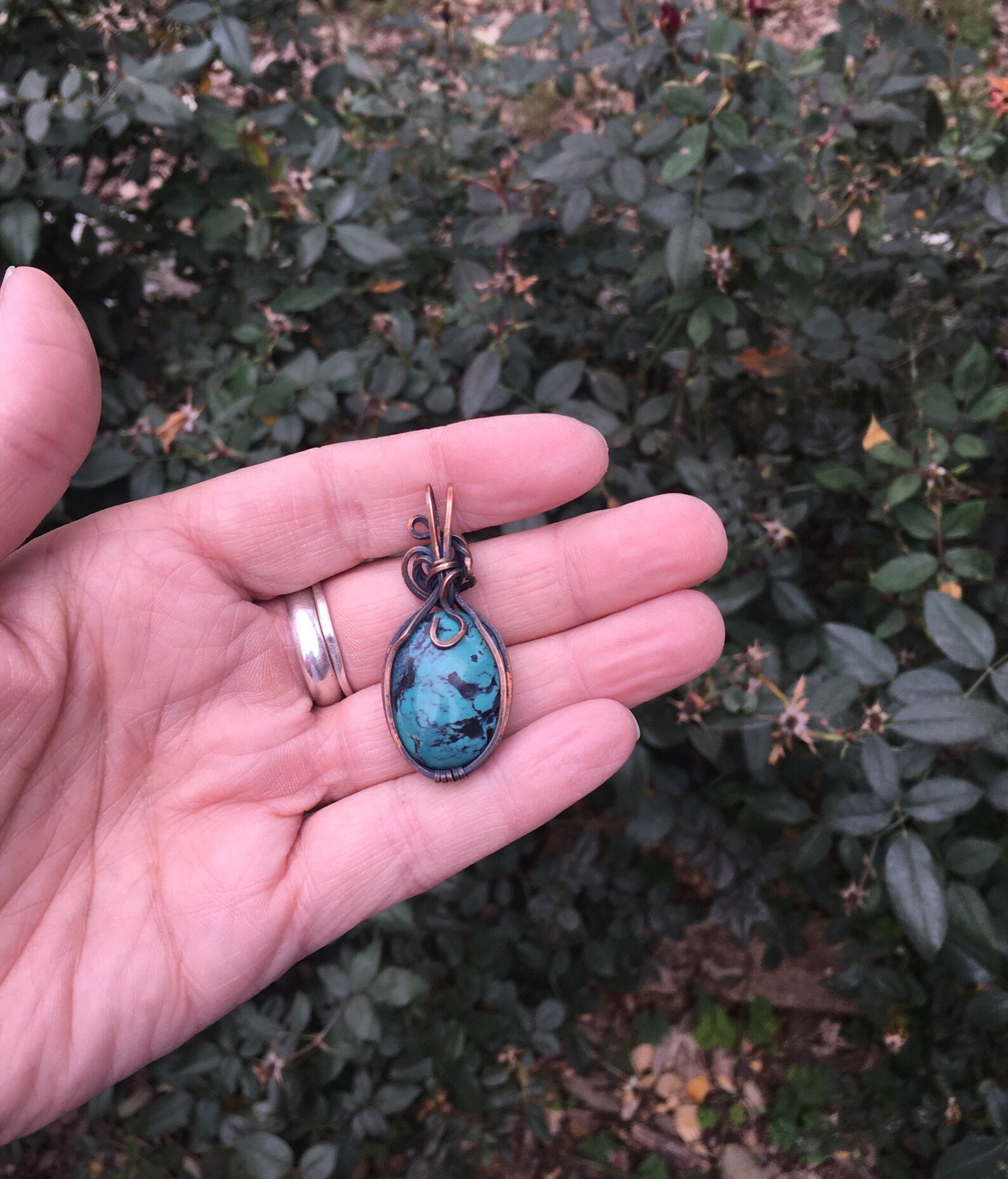 Copper Wire Wrapped Turquoise Pendant, Wire Wrapped Turquoise ...